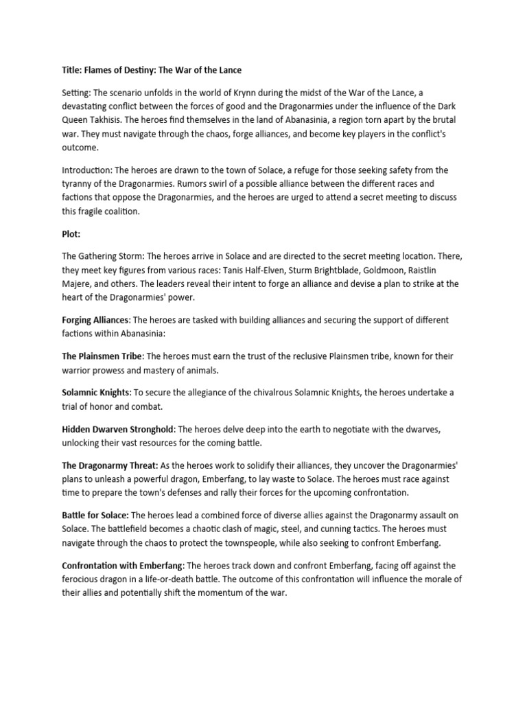 Flames of Destiny | PDF | Dwarf (Dungeons & Dragons) | Dragonlance