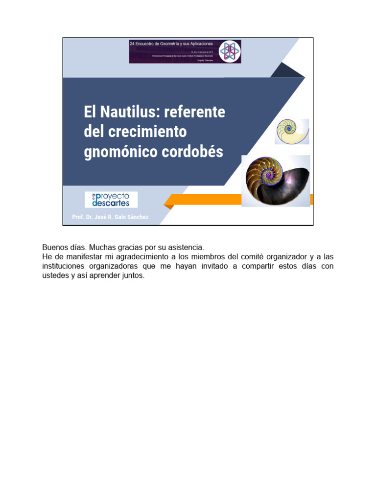 El Nautilus: Referente Del Crecimiento Gnomónico Cordobés: Prof. Dr. José R. Galo Sánchez | PDF ...