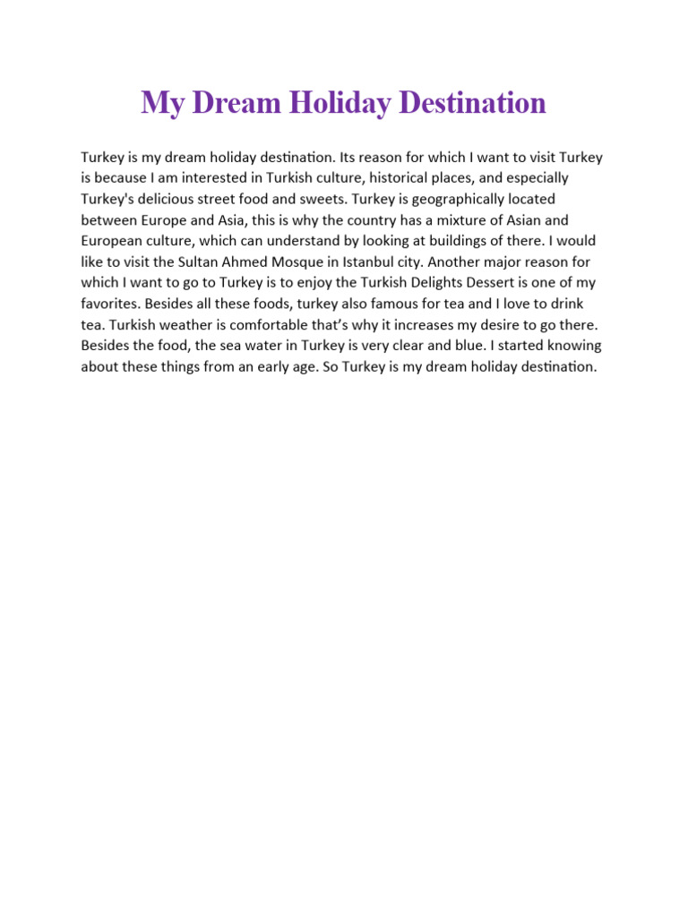 My Dream Holiday Destination1 | PDF