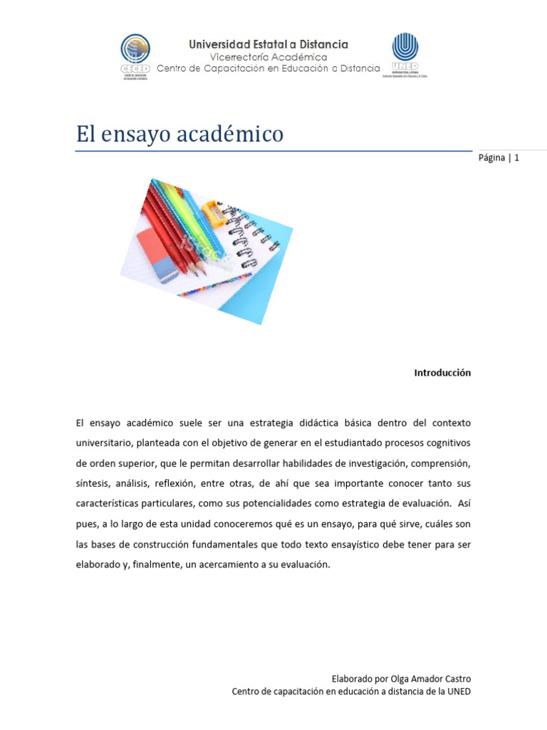 El Ensayo Academico | PDF | Ensayos | Aprendizaje