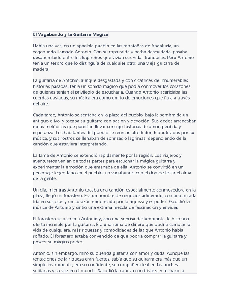 El Vagabundo y la Guitarra Mágica | PDF