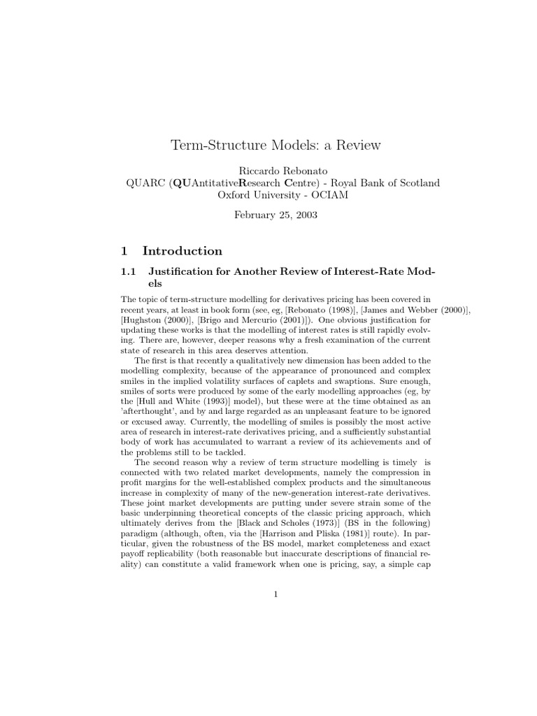 Term-Structure Models: A Review | PDF | Finance & Money Management