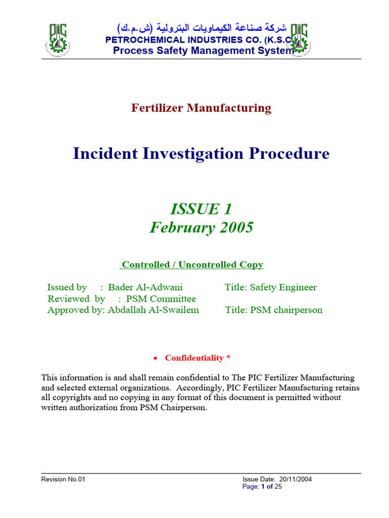 Final - PSM - Incident Investigation | PDF | Air Pollution | Safety
