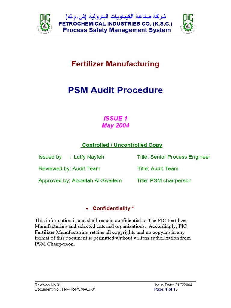 PSM Audit Procedure Final 1 | PDF | Auditor's Report | Audit