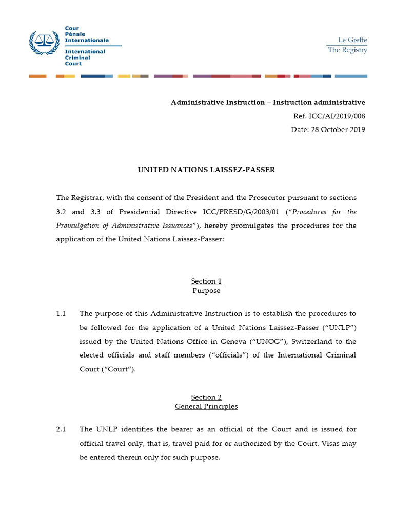 Icc Ai 2019 008 (Eng) - United Nations Laissez-Passer | PDF