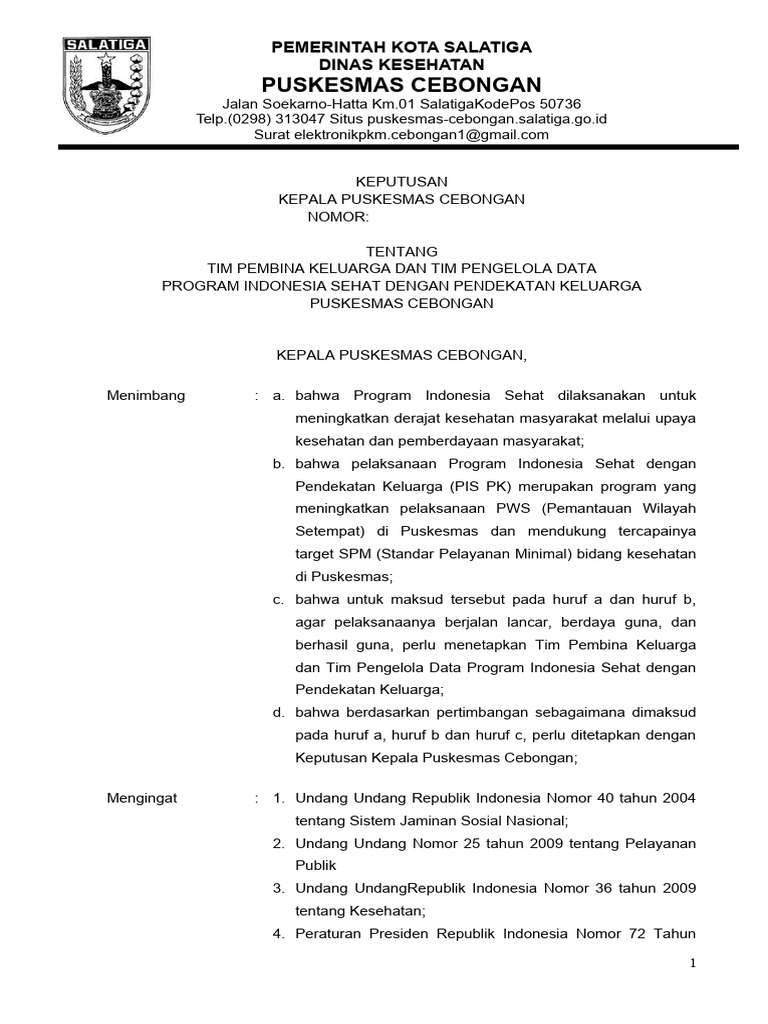 SK Tim Pembina Keluarga Dan Pengelola Data Pispk 2023 | PDF | Kesehatan ...