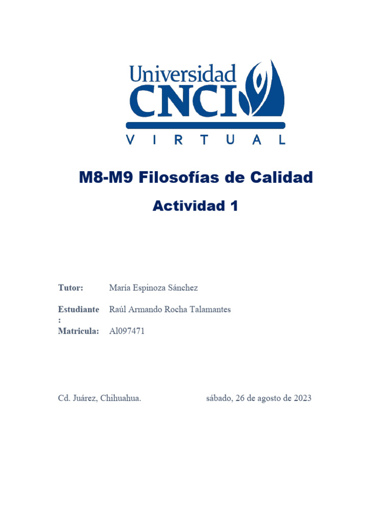 Actividad 1 Filosofias de Calidad | PDF | Economias | Business