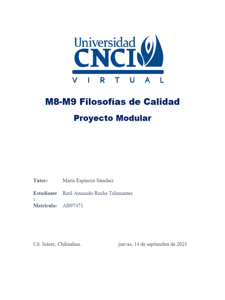 Proyecto Modular Filosofias de Calidad | PDF
