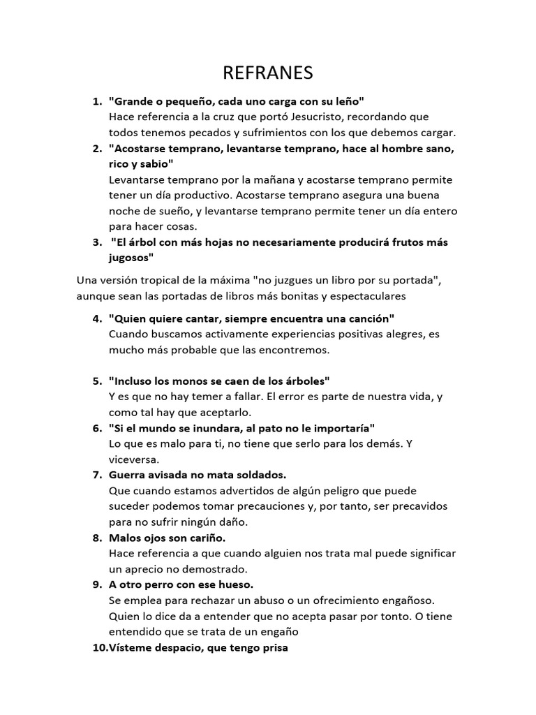 REFRANES Tarea | PDF