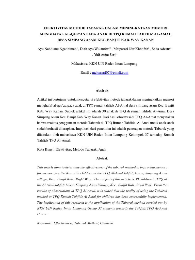 Artikel 1 Kelompok KKN 37 (Metode Tabarok) | PDF | Kesehatan Holistik