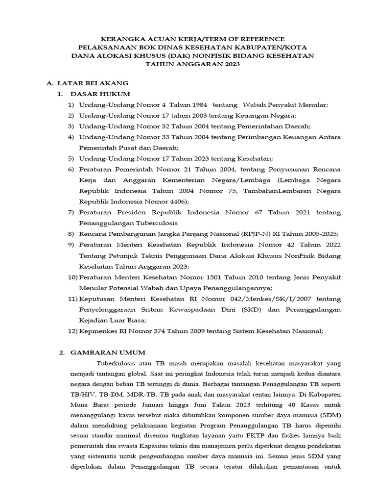 Tor TB | PDF | Pengembangan Diri | Kesehatan Holistik