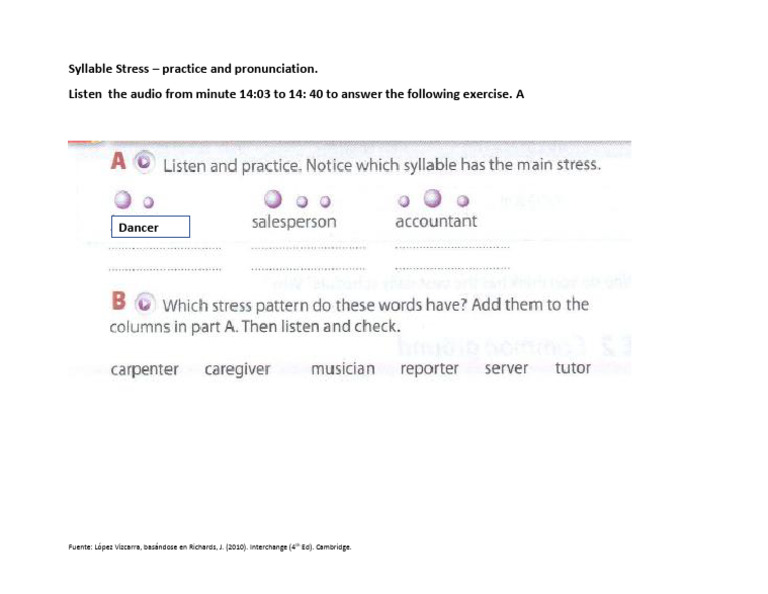 Syllable Stress Practice Guide | PDF