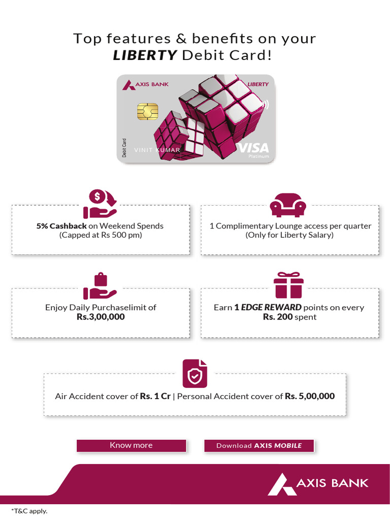 Axis Bank Liberty Debit Card Benefits | PDF | Debit Card | Credit Card