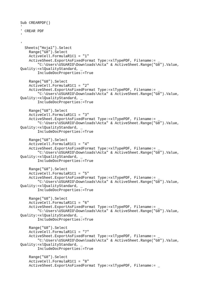 Macro Crear PDF en Excel | Download Free PDF | Software | Software ... Macro Crear PDF en Excel | Download Free PDF | Software | Software ...