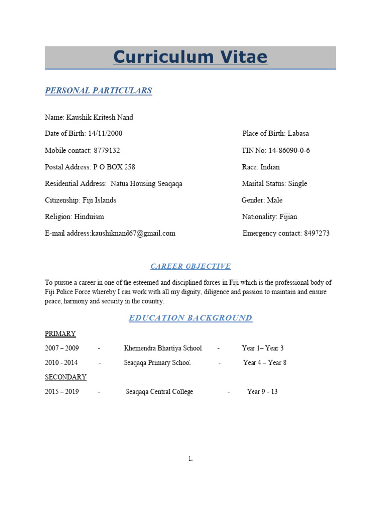 Kaushik CV | PDF | Fiji