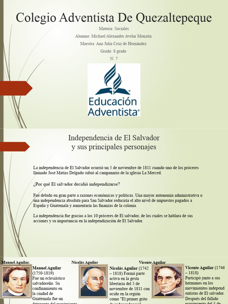 Examen de Sociales Sobre La Independencia de El Salvador Por Michael ...