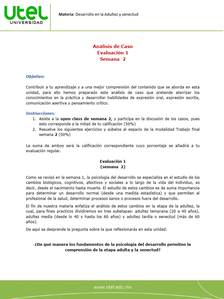 Desarrollo en La Adultez y Senectud - Evaluación 1 - P WILMER de LA CRUZ | PDF | Adultos ...