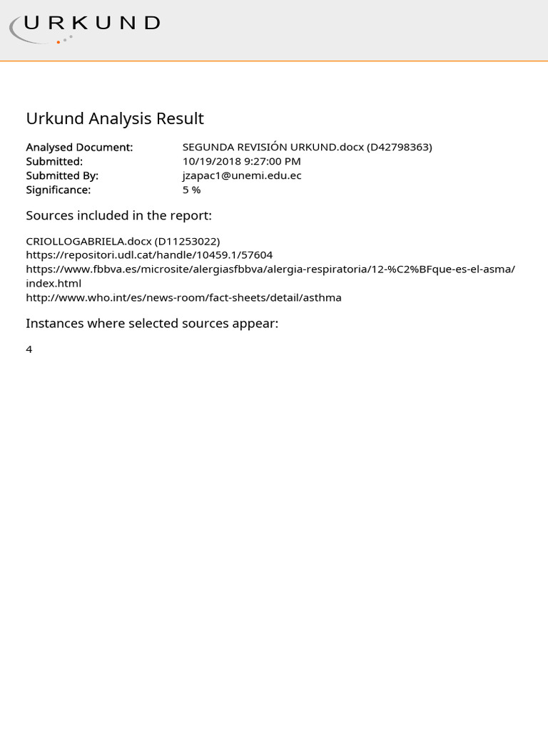 Urkund 2018101916637 | PDF | Asma | Condicion cronica