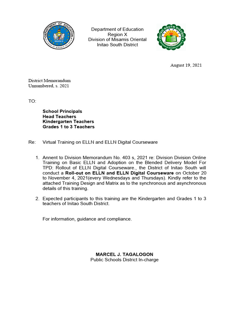 Memo For Training New | PDF