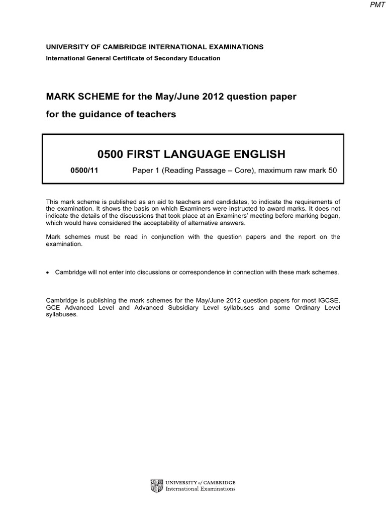 June 2012 V1 Ms Paper 1 Cie English First Language Igcse Pdf