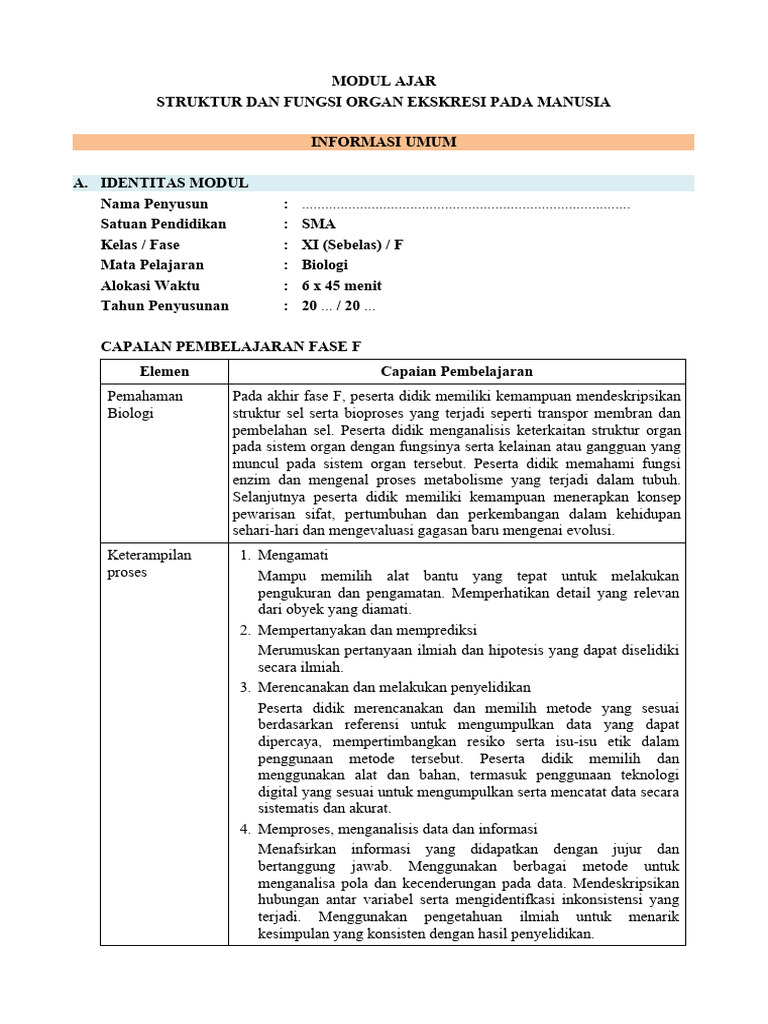 Modul 9 - Salinan Sistem Ekskresi | PDF