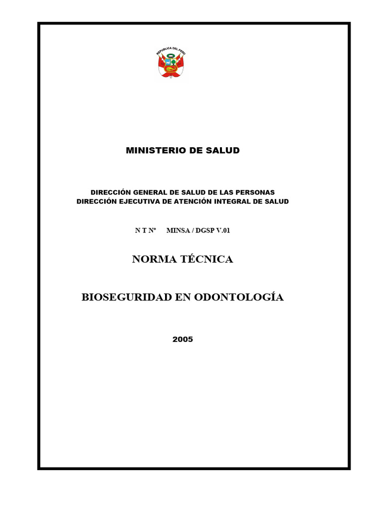 Norma Técnica de Bioseguridad en Odontología | PDF | Esterilización ... Norma Técnica de Bioseguridad en Odontología | PDF | Esterilización ...
