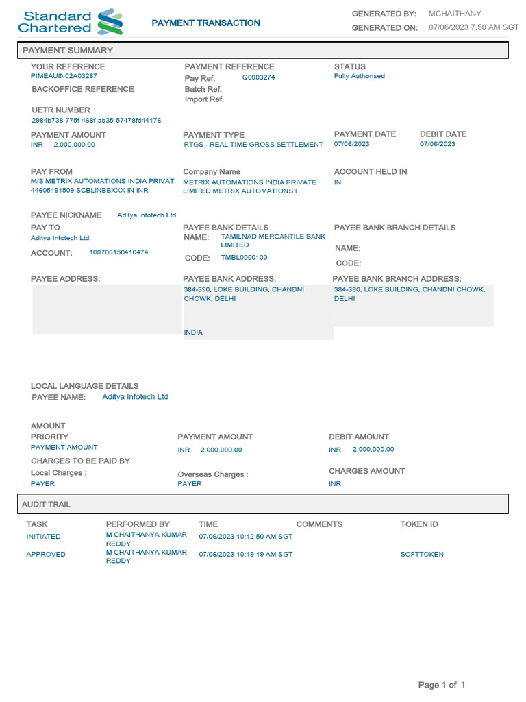 Aditya Infotech | PDF | Payments | Service Industries