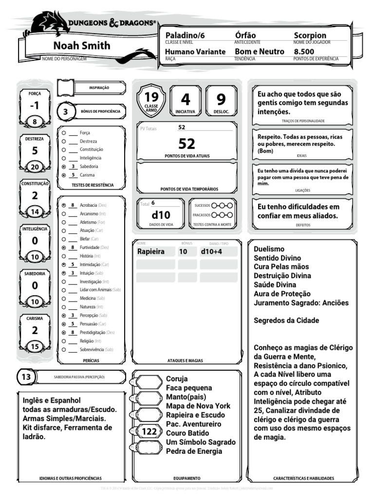 Ficha de Personagem de RPG | PDF