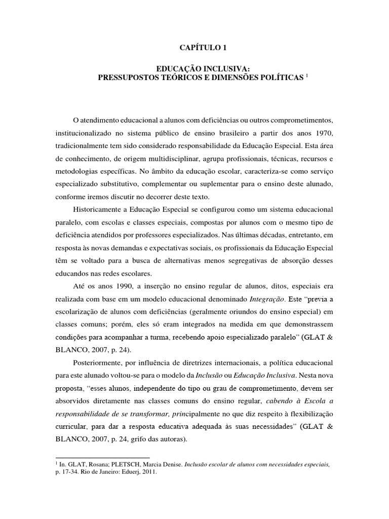 Texto Complementar Aula 1 Livro Inclusao Escolar | PDF | Bem-estar
