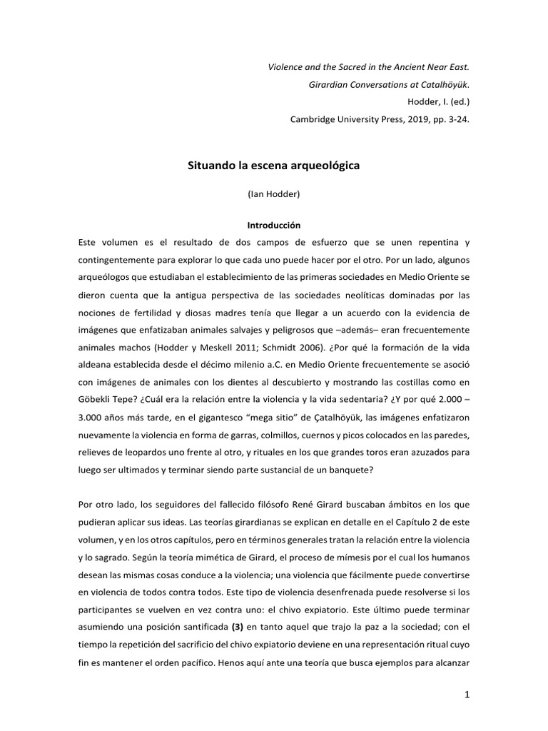 Ian Hodder Violence and The Sacred (Traducción Catedra) | PDF | Violencia | Sociedad
