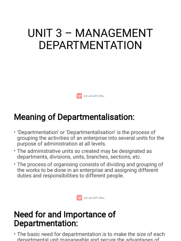 Unit 3 Departmentation | PDF | Organizational Structure | Outsourcing