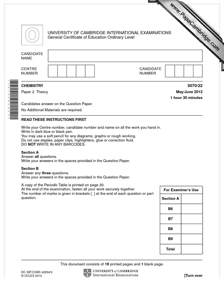 Cambridge O Level Chemistry Exam Paper | PDF | Oxide | Nitrogen