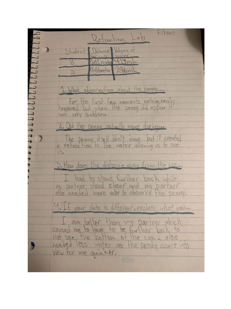 Refraction Lab Pdf