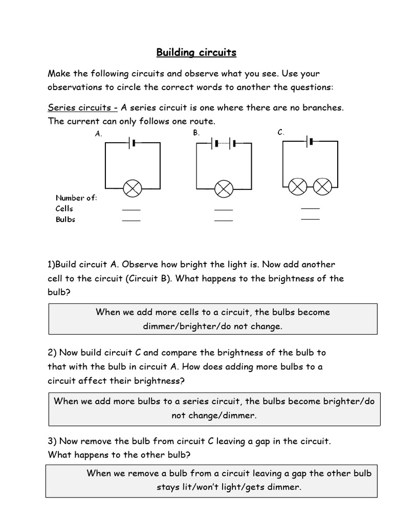 Building Circuits | PDF | Teaching Methods & Materials