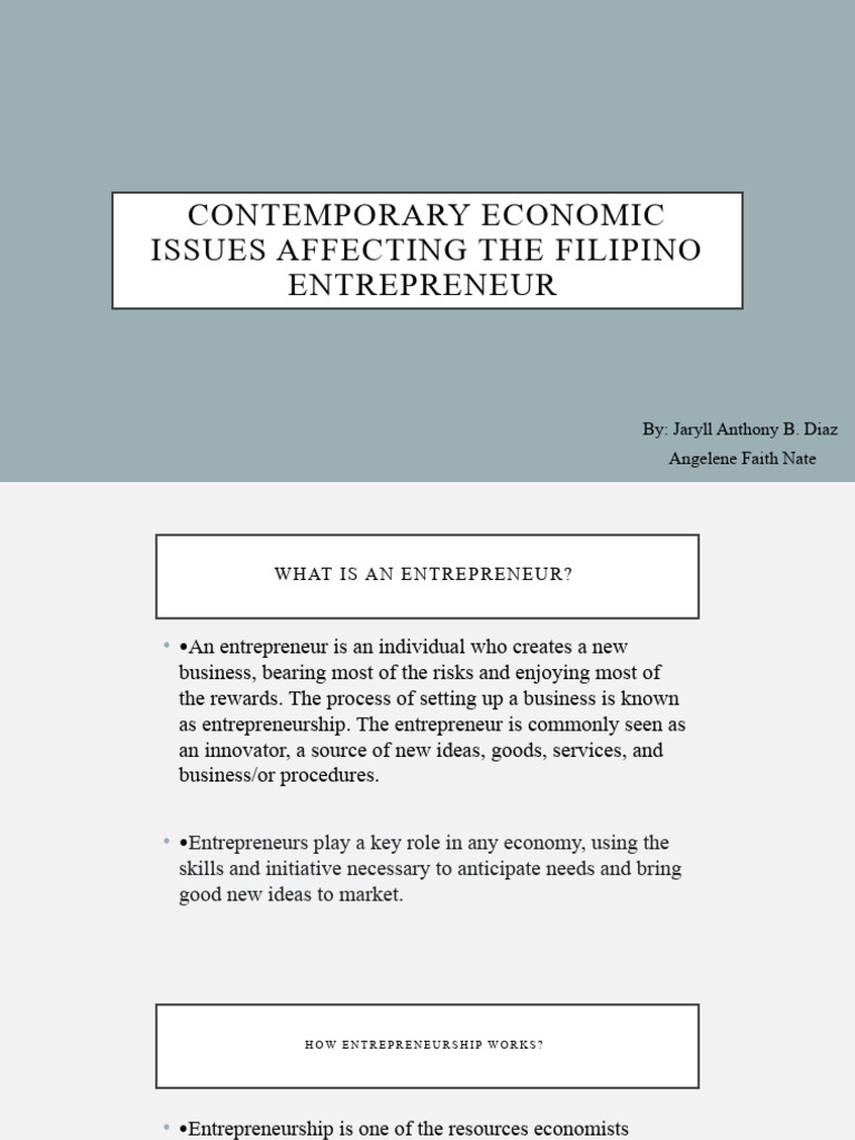 Contemporary Economic Issues Affecting The Filipino Entrepreneur | PDF ...
