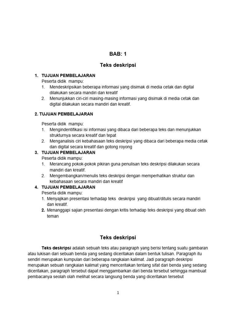 Ringkasan Bab 1 Deskripsi Ok | PDF