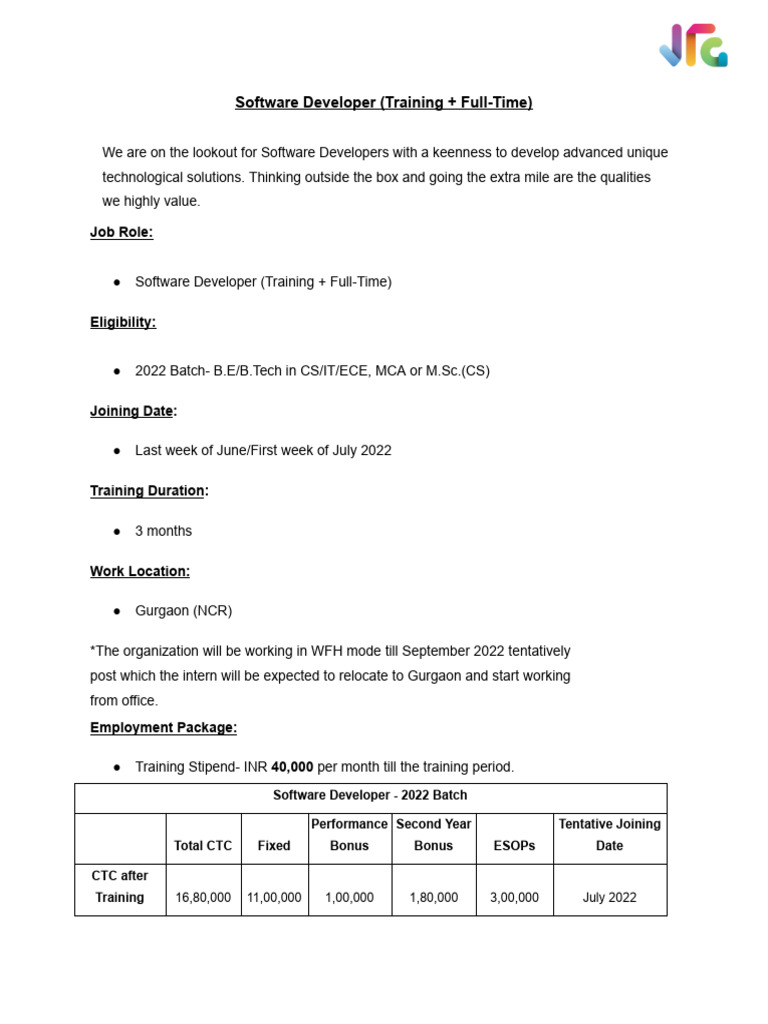 Software Developer - JD - 2022 Batch - Full Time | PDF | Ruby On Rails ...