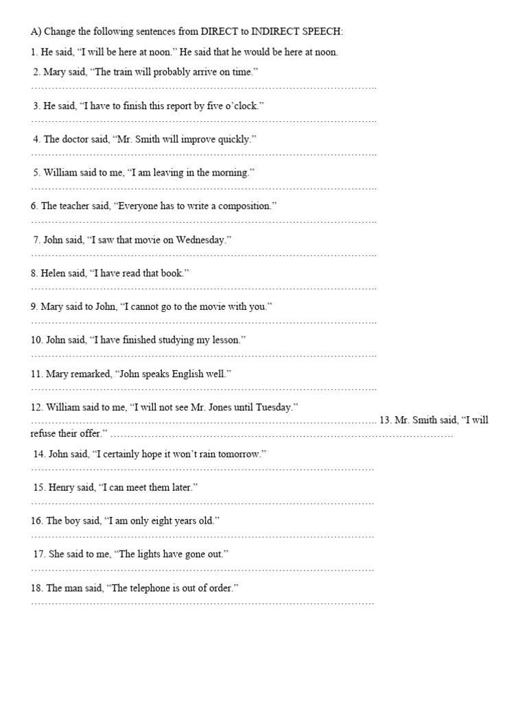 Reported Speech 3° Grade | PDF