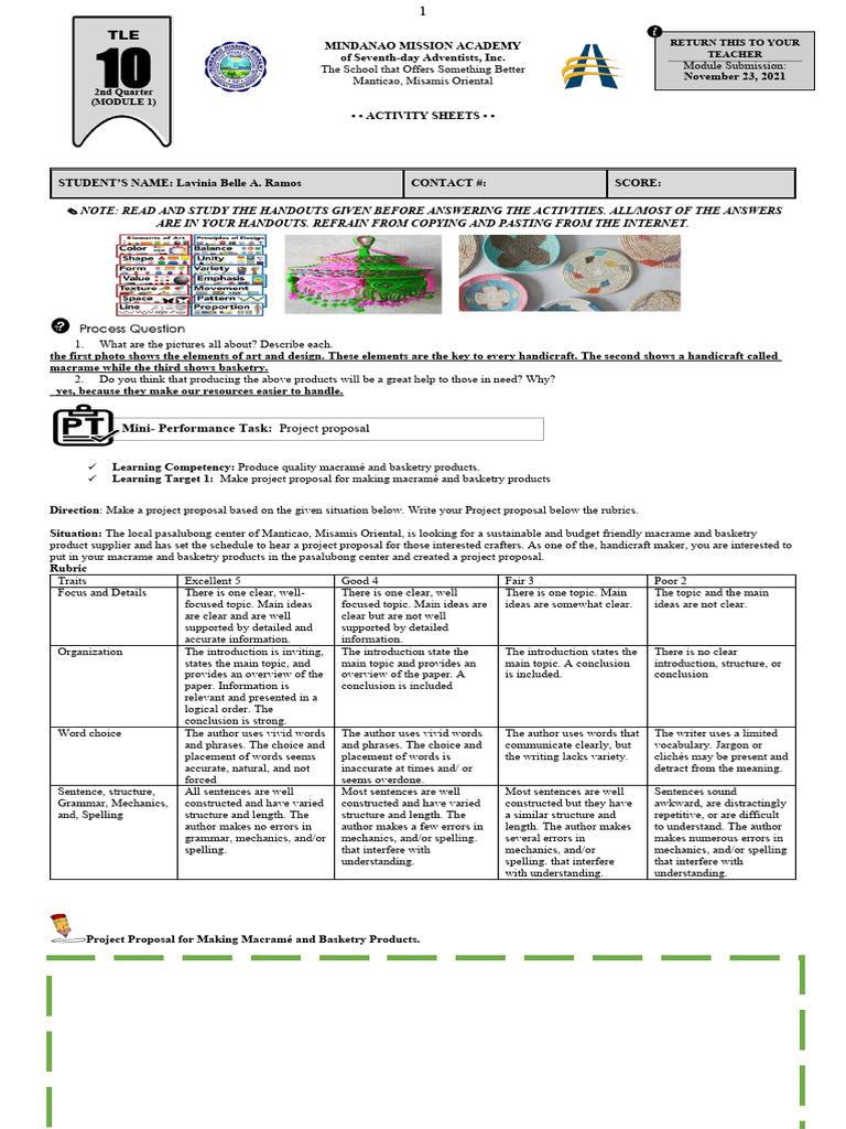 TLE10Q2M1 Activity Sheets | PDF