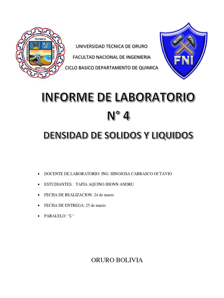 Inf 4 Densidad de Solidos y Liquidos | PDF
