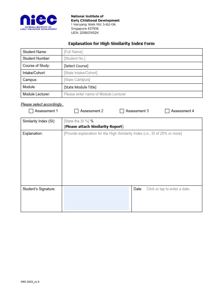 NIEC Plagiarism Form-6 | PDF