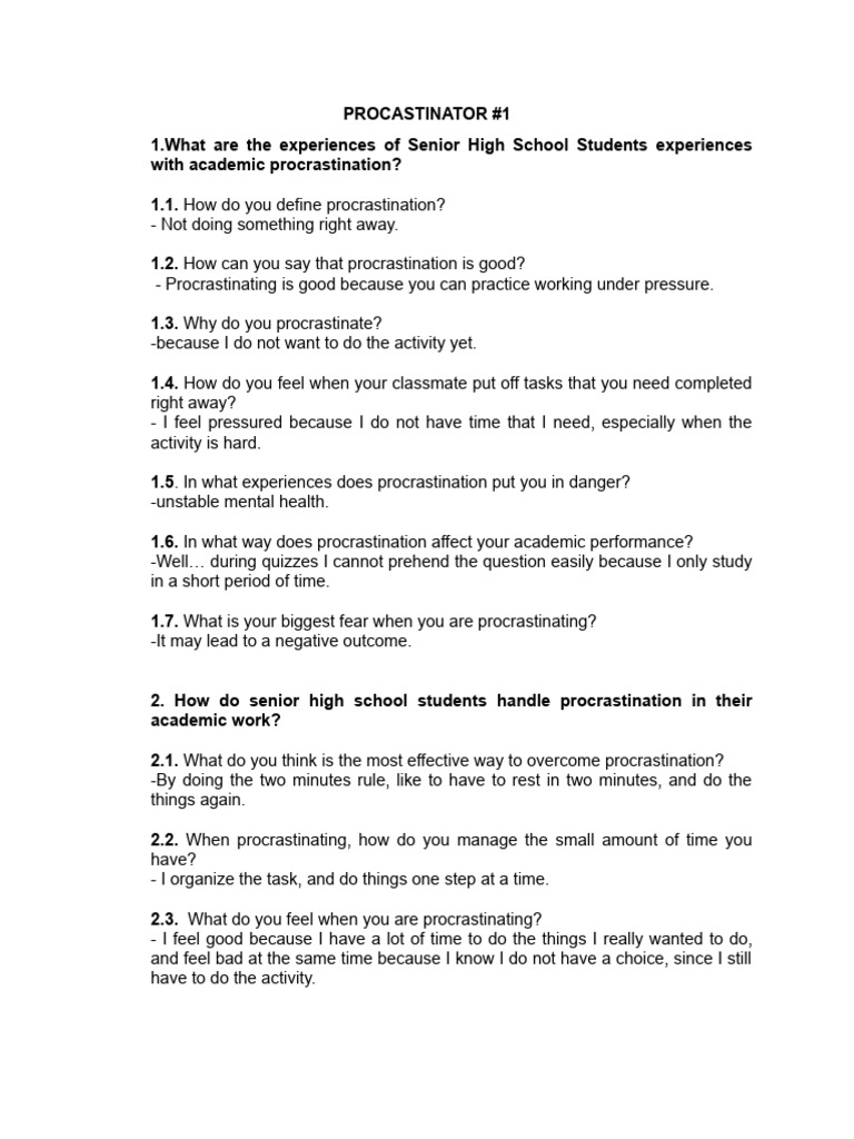 IDI Example | PDF | Professional Skills | Procrastination