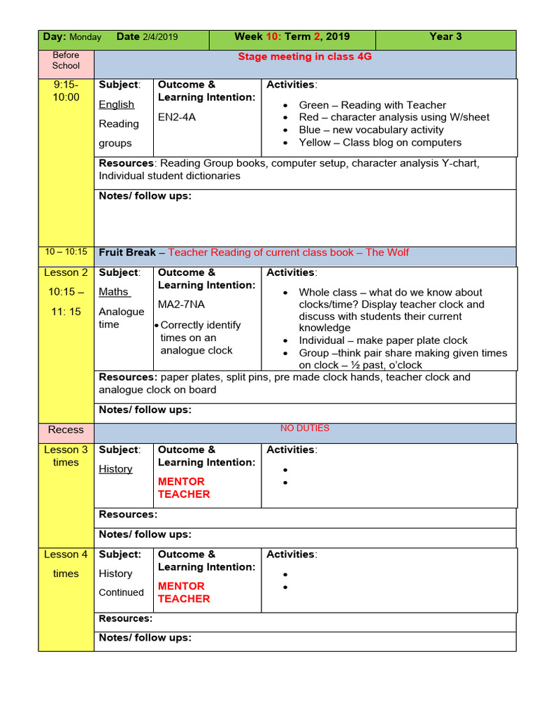 Daybook Design 2 Example | PDF | Teachers | Human Communication