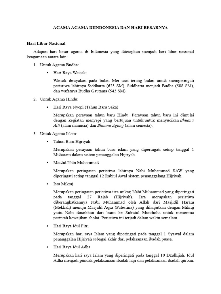 Agama Agama Diindonesia Dan Hari Besarnya Pdf