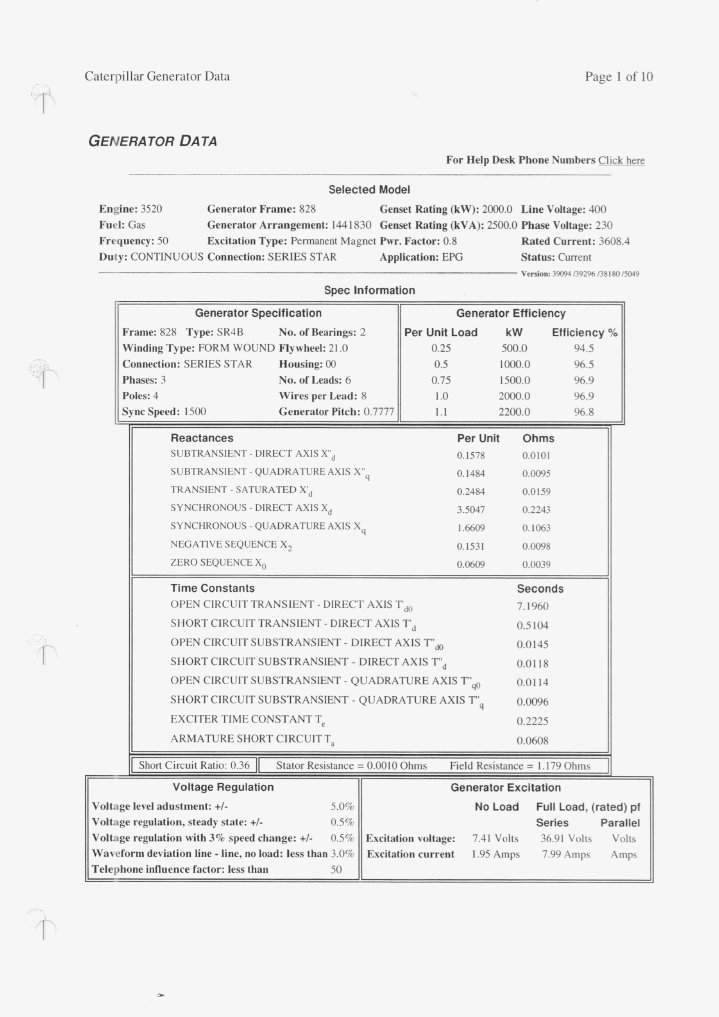 Sr4b - Generator Data g3520c | PDF