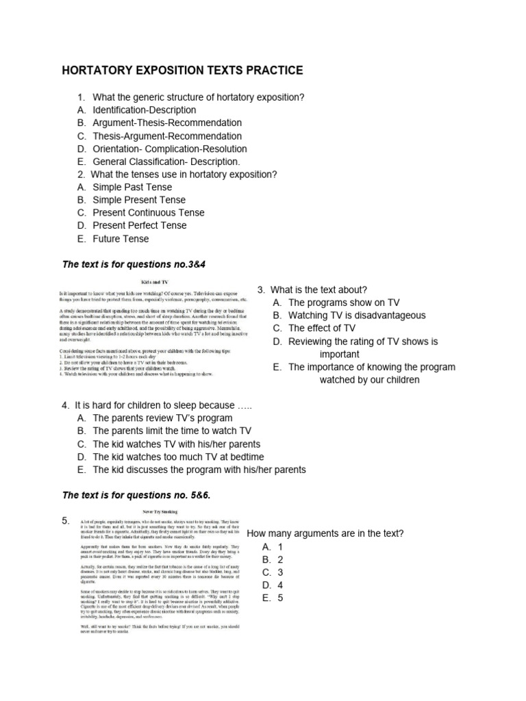 Hortatory Exposition Texts Practice | PDF | Skeletal Muscle