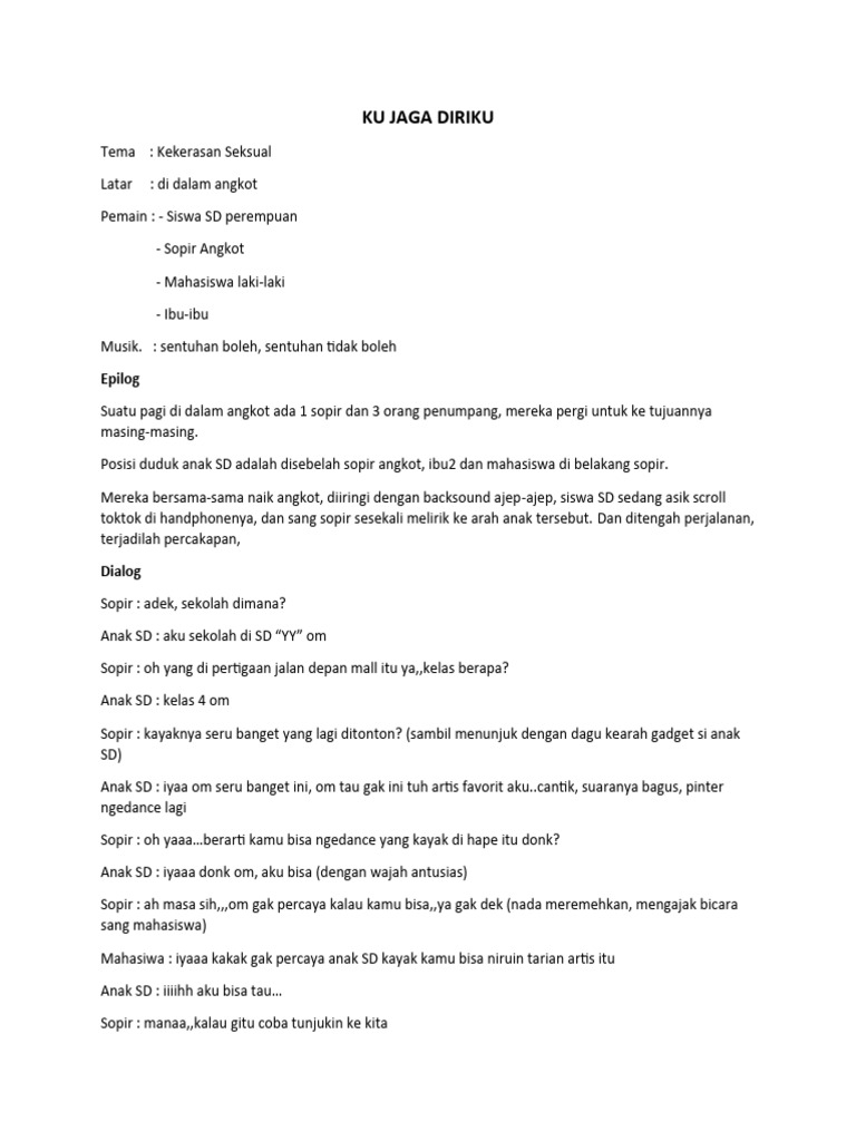 Skenario Drama Musikal Tema Bully Dan Kekerasan Seksual | PDF | Puisi
