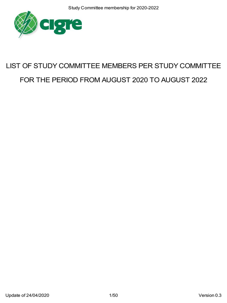 CIGRE Study Committee Members Lists 2020-2022-List - by - SC - Version ...