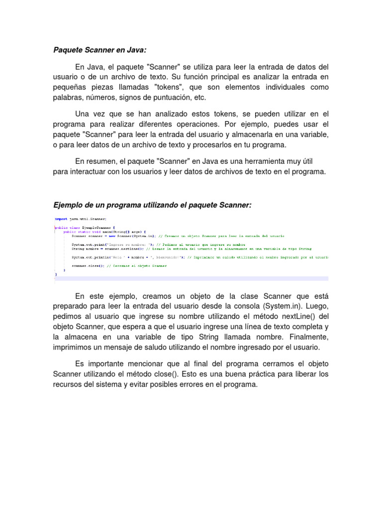 Clase Scanner en Java | PDF Clase Scanner en Java | PDF