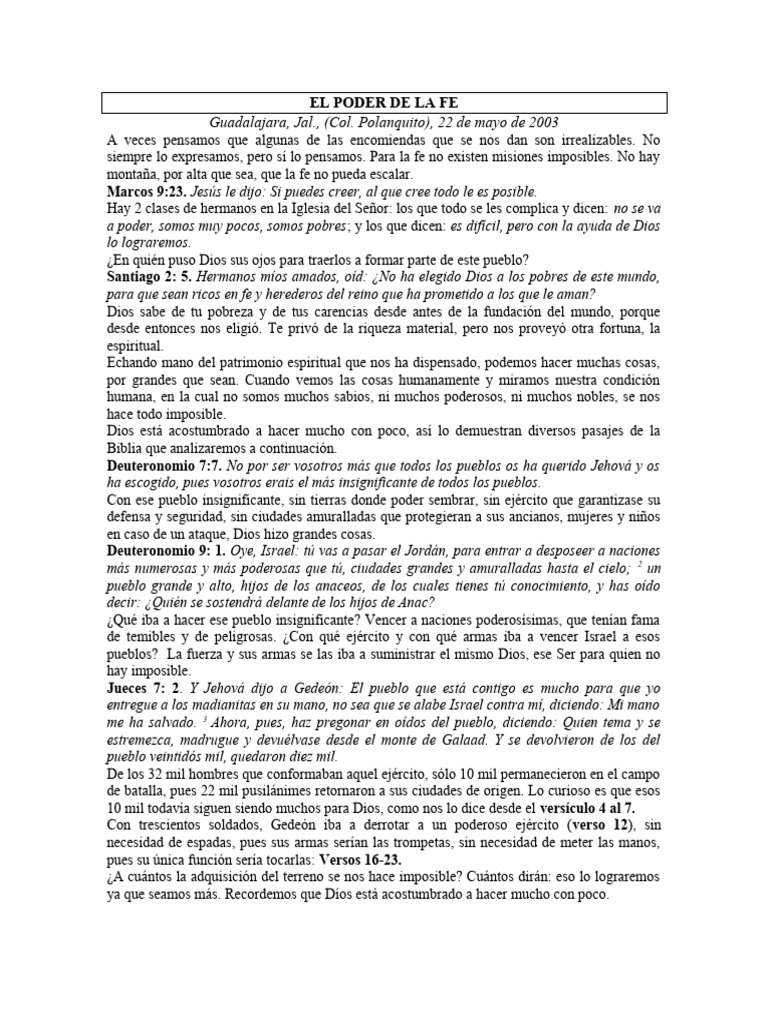 El Poder de La Fe | PDF